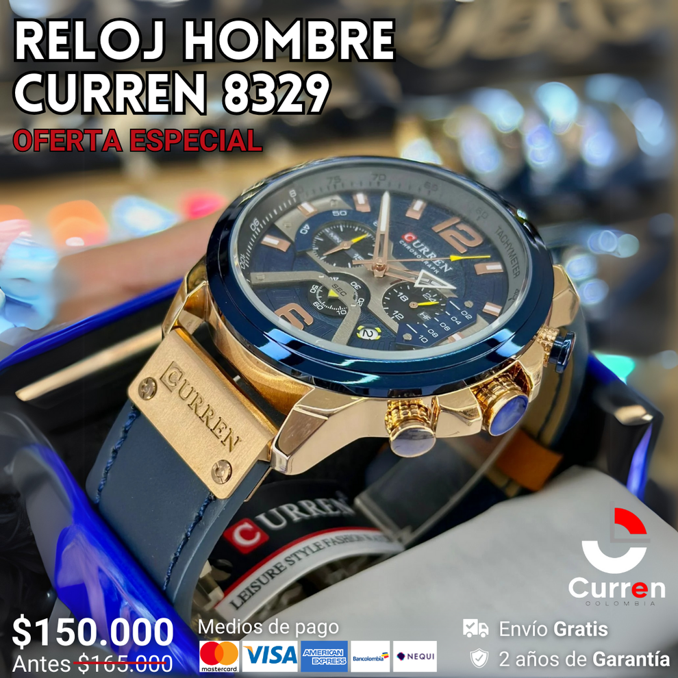Reloj de Hombre Curren 8329+ Esfero Curren+ Bolsa de Regalo ...